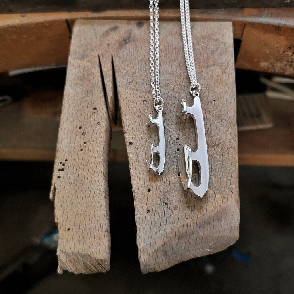 Extra large silver ice-skating necklace | Ice Skating Jewellery– Diana ...
