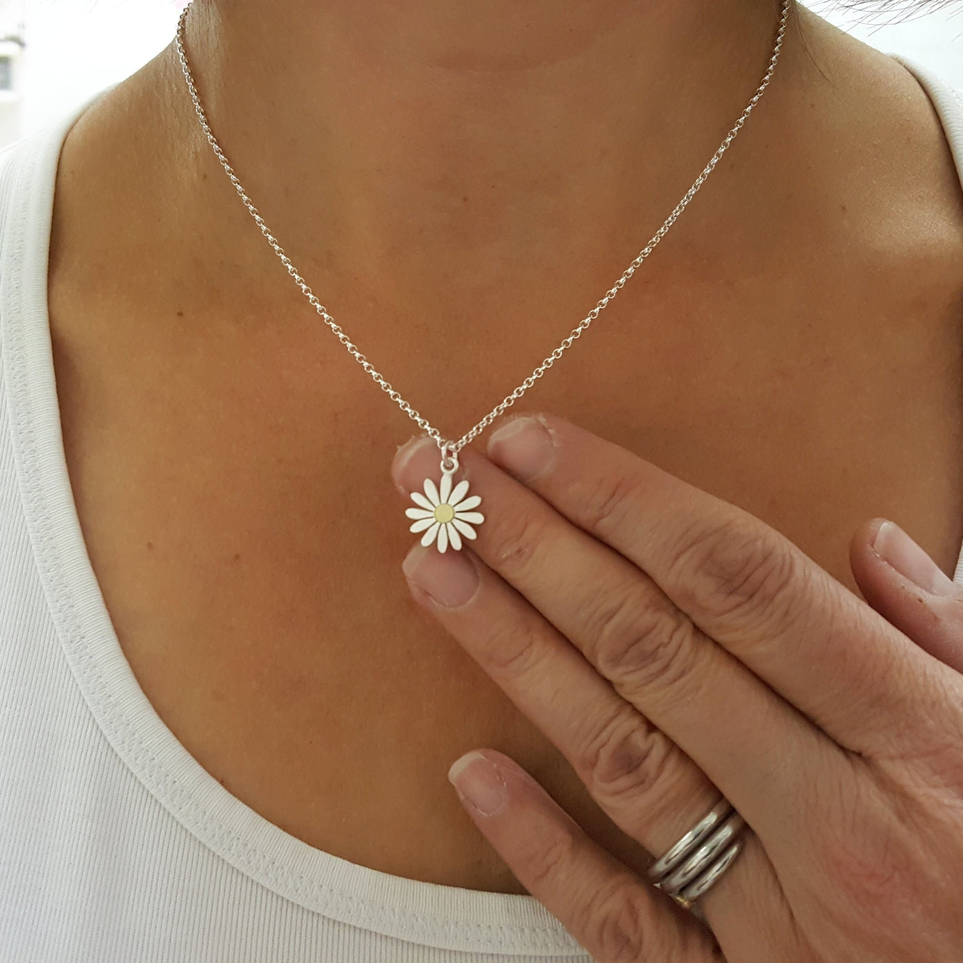 Silver and Gold Aster Flower Necklace | Diana Greenwood Jewellery